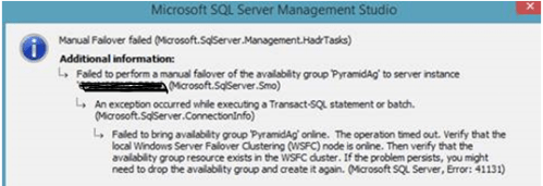 SQL Server – Failed to bring availability group ‘[availability group name]’ online | DataGinger.com